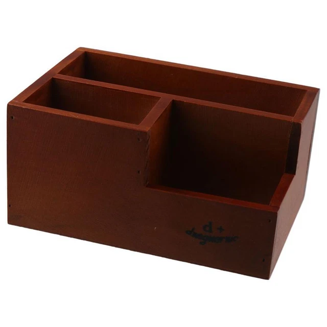 WOOD FILE STORAGE Rack 3 Compartments Table Organiser Memo Holder EUR ...