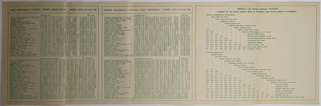LONDON TRANSPORT; GREEN Line Route 708, 11-06-1949, E Grinstead- Hemel ...