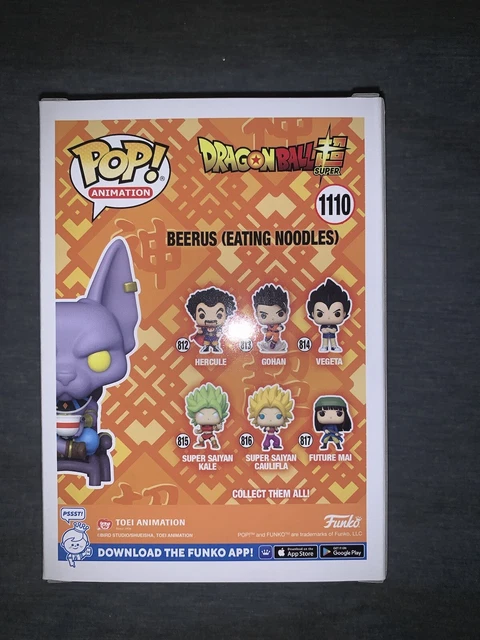 FUNKO POP! DRAGON Ball Super #1110 Beerus Eating Noodles Vinyl Figure ...
