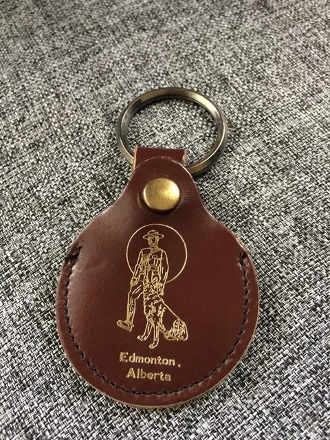 VINTAGE LEATHER KEYCHAIN with Royal Canadian Mounted Police RCMP and ...