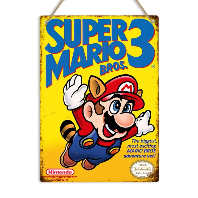 SUPER MARIO BROS 3 Metal Wall Sign Vintage Retro Gaming Arcade 8bit Nes ...