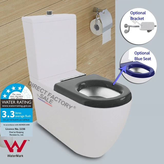 CERAMIC DISABLED RIMLESS Toilet Suite Mobility Aged Care Backrest Soft ...