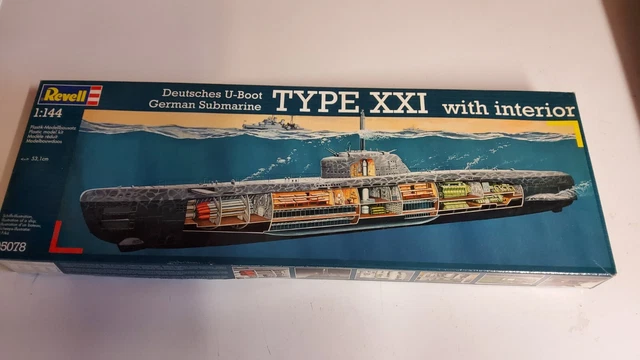 REVELL MODEL KITS 1:144 German U Boat Type XX1 with interior view. £40. ...