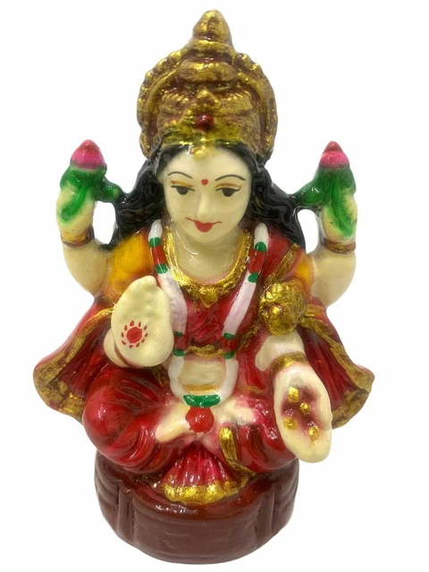 GODDESS LAKSHMI STATUE Small Resin Laxmi Hindu Goddess of Wealth and ...