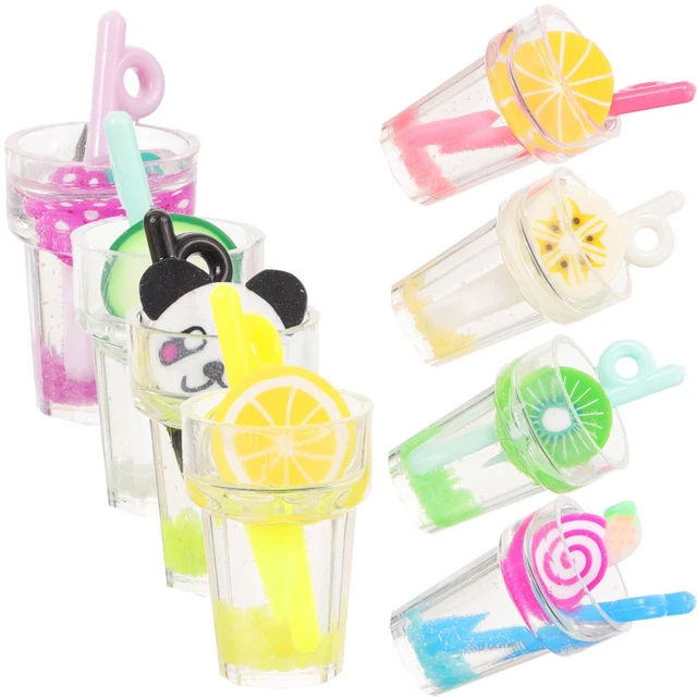 12 PCS CUTE Juice Cups Charms for Necklaces Funny Pendants Jewellery ...