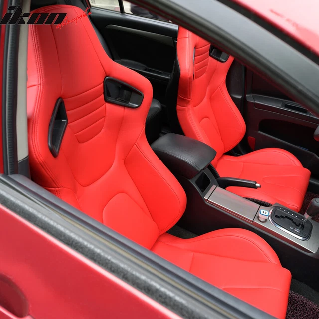 UNIVERSAL PAIR RECLINABLE Racing Seat Dual Slider PU & Carbon Leather ...