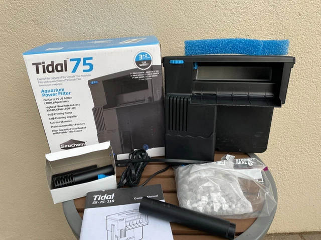 SEACHEM TIDAL 75 HOB Power Filter w/ All Parts Tested Works Box ...