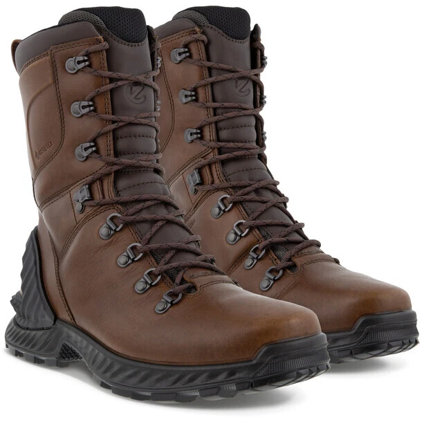 ECCO EXOHIKE M GTX Cocoa Brown Leather Mens Biker Boots Size UK 9-9.5 ...