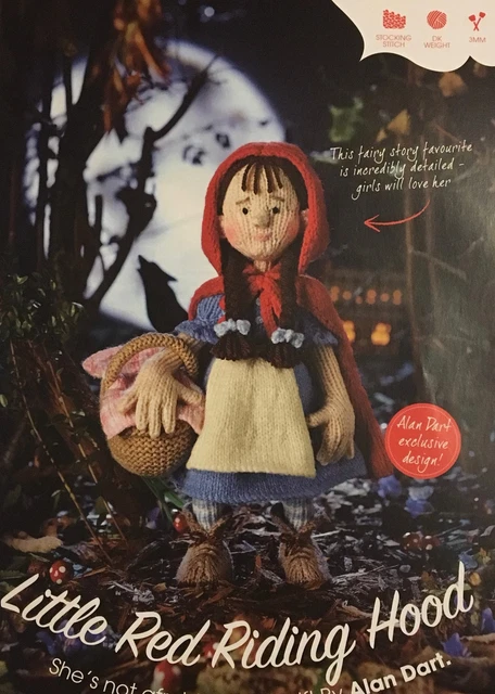 KNITTING PATTERN ALAN Dart Little red riding hood toy with basket 33cm ...