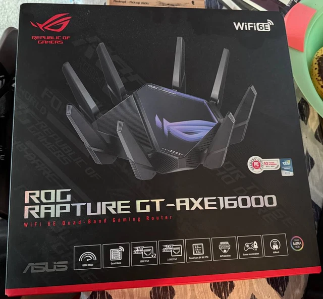 ASUS ROG RAPTURE GT-AXE16000, Quad-Band Wi-Fi 6E Gaming Router, Dual ...