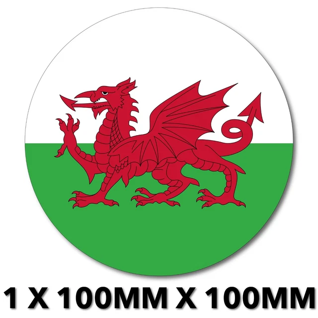 STICKER WELSH WALES CYMRU Circle Flag x1 Self Adhesive Stickers 100mm ...