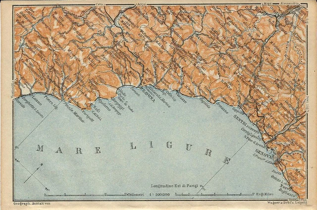 GENOVA RIVIERA LIGURIA Genua Lotter mappa map Karte engraving ...