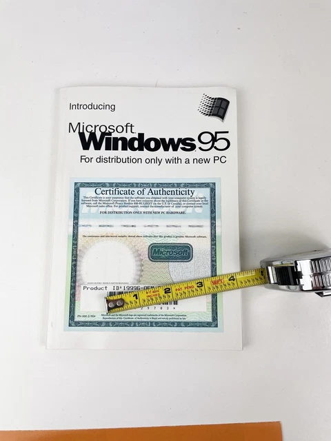 VINTAGE MICROSOFT WINDOWS 95 Distribution Only With a New PC Manual ...