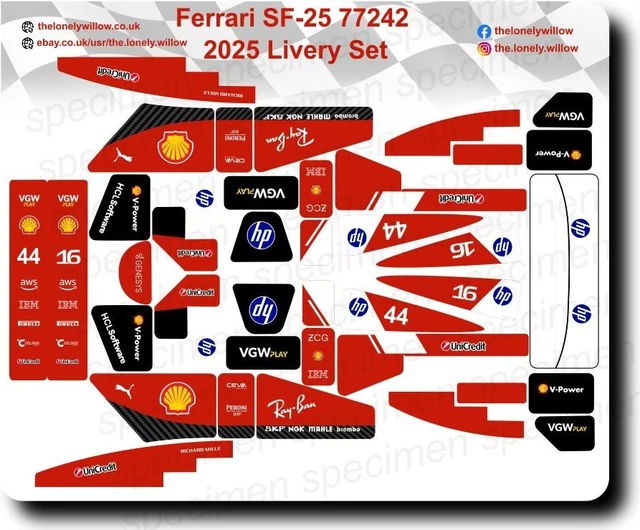 77242 LEGO FERRARI SF24 2025 Livery Sticker Set Lewis Hamilton & Charles Leclerc £8.99 - PicClick UK
