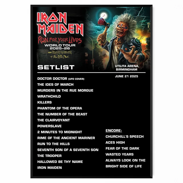 IRON MAIDEN SETLIST Poster 21 June 2025 Print Run for Your Lives Tour Setlist £3.99 - PicClick UK