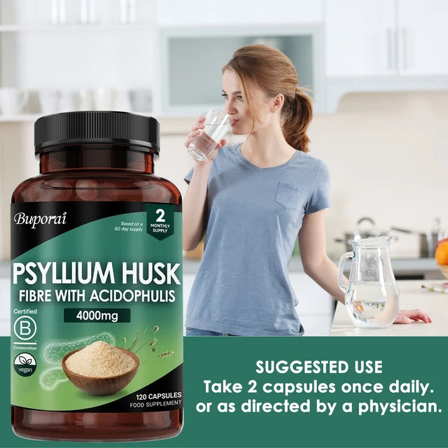 PSYLLIUM HUSK 4000MG - Constipation Relief, Blood Sugar Balance,and ...