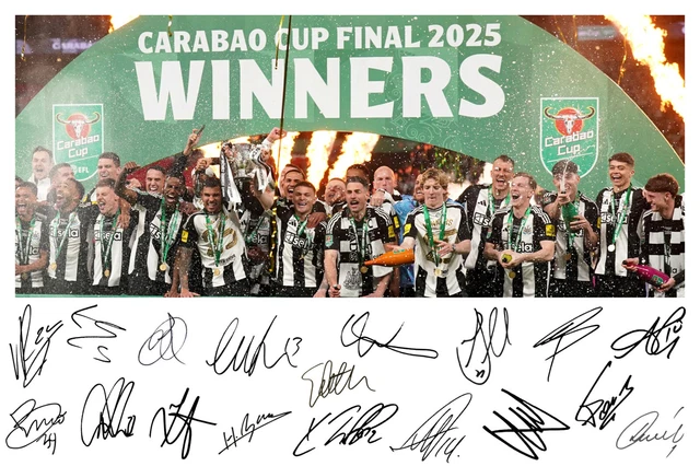 NEWCASTLE UNITED CARABAO Cup Winners 2025 Signed Autograph Photo Print ...