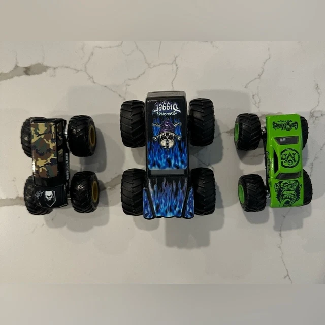 MATTEL HOT WHEELS toy car monster truck plastic x3 gas monkey, digger ...