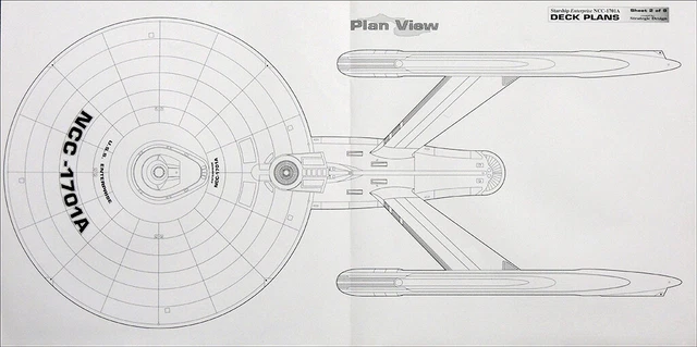 STAR TREK BLUEPRINT Poster . Uss Enterprise Top Plan View . Starship ...