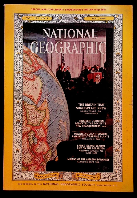 NATIONAL GEOGRAPHIC MAGAZINE May 1964 Shakespeare Britain Map Banks ...