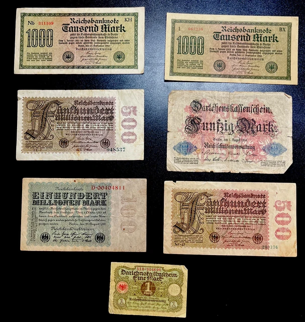 VINTAGE GERMAN BANKNOTE Lot Nice Rare Notes Reichsbanknote Stunning Art ...