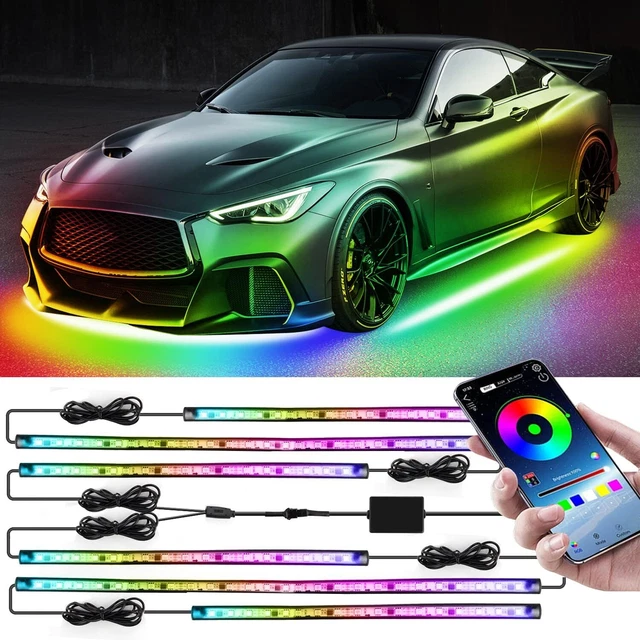 6PC CAR RGB LED Underglow Light Smart Neon Accent Strips Kit Dream ...