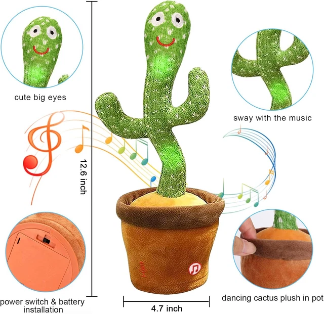 DANCING CACTUS TOY Repeat What You Say, Talking Cactus Singing Cactus ...