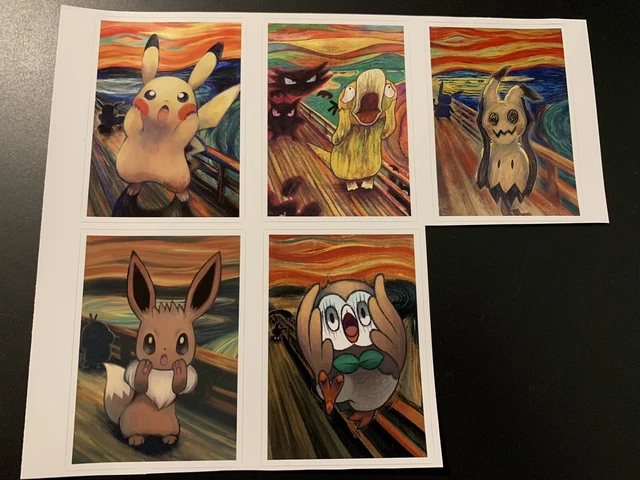 5 MUNCH SET Pokemon Custom Stickers Mimikyu Pikachu Eevee Psyduck ...