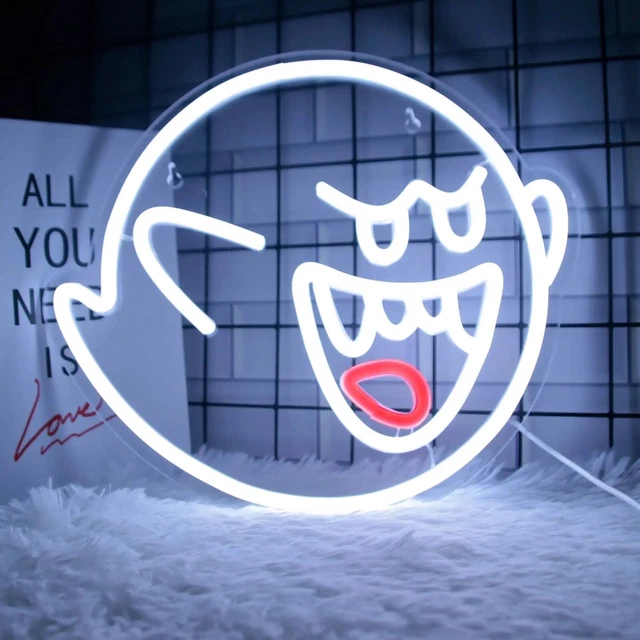 SUPER MARIO GHOST Anime Flex LED Neon Sign Light Gift Man Cave Game ...