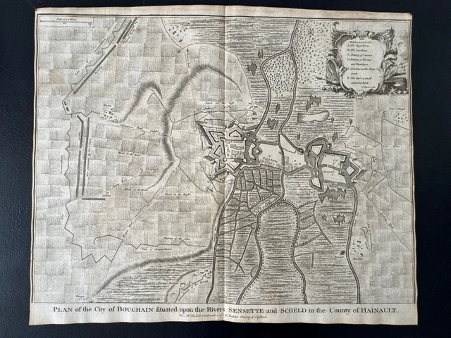 LARGE ANTIQUE 18TH Century Rare Engraving / Map / Plan / Print By James ...