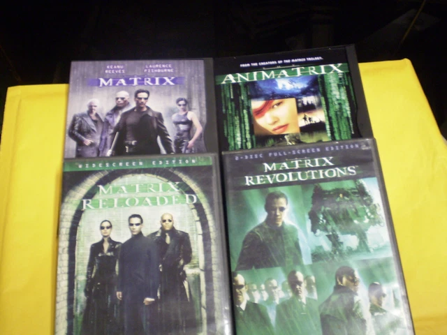 (4) THE MATRIX DVD Set: The Matrix Reloaded Revolutions & Animatrix ...