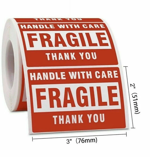 HANDLE WITH CARE Fragile Parcel Labels- Postage,Stickers Permanent Self ...