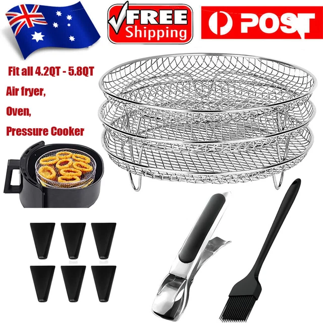 STAINLESS STEEL AIR Fryer Stackable Rack 3 Layer Basket Tray Grilling ...