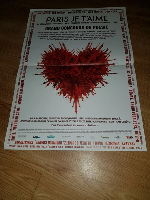 AFFICHE DE CINÉMA d'époque du film: PARIS JE T'AIME de 2006 (40x60cm ...