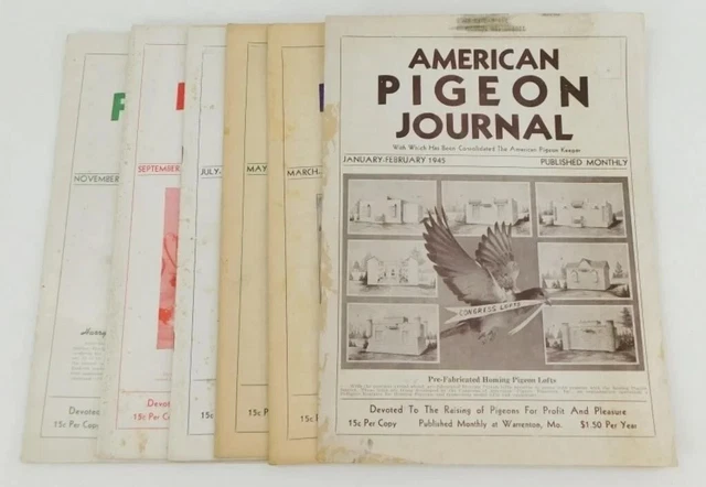 RARE VINTAGE 1945 American Pigeon Journal Magazine Complete Year Set 6 ...