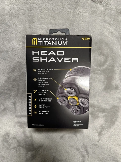MICROTOUCH TITANIUM MENS Black Rechargeable Cordless Head Shaver $37.95 ...