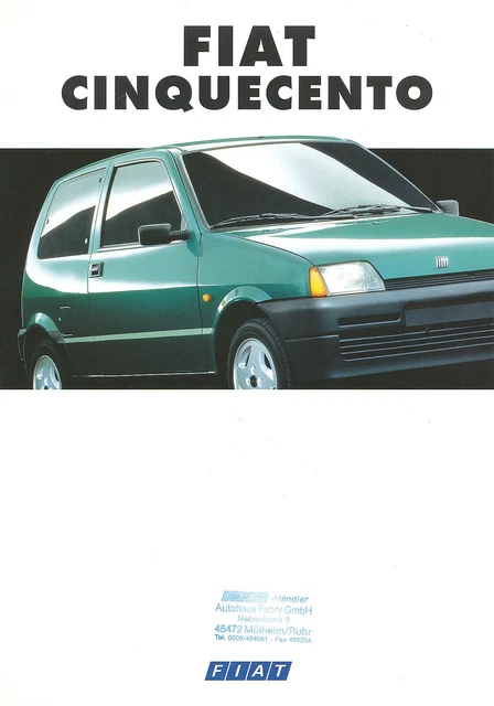 FIAT CINQUECENTO BROCHURE 1994 1/94 D catalogue brochure prospectus ...