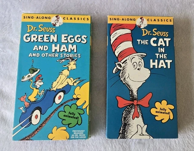 DR. SEUSS VHS Tapes Lot Cat in the Hat Green Eggs Ham Kids Sing Along ...