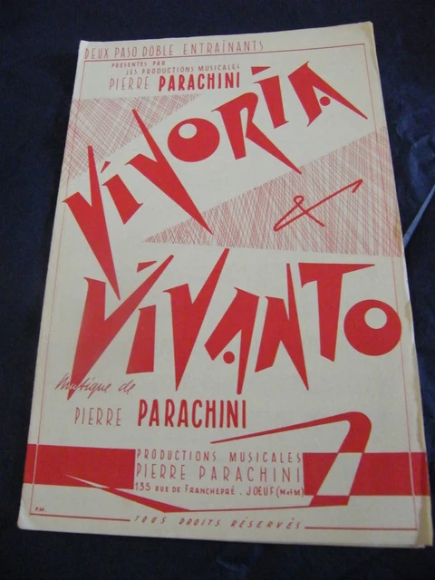 & SPARTITO VIVORIA Viavanto Parachini Music Sheet " EUR 13,47 - PicClick IT