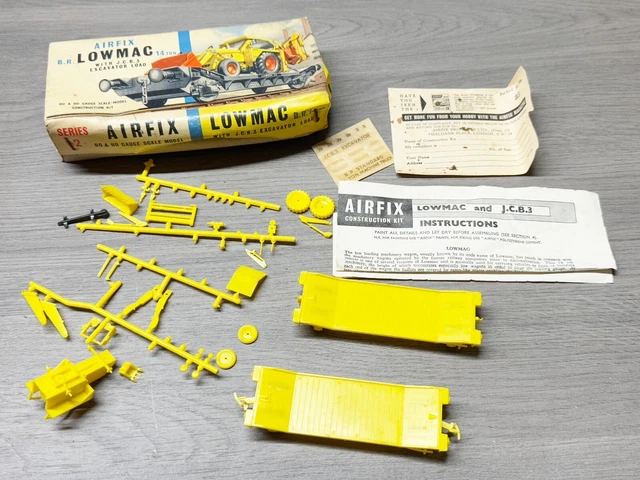 VINTAGE AIRFIX LOWMAC 14 Ton Flatbed Wagon Kit Ho Oo Scale Jcb Load ...