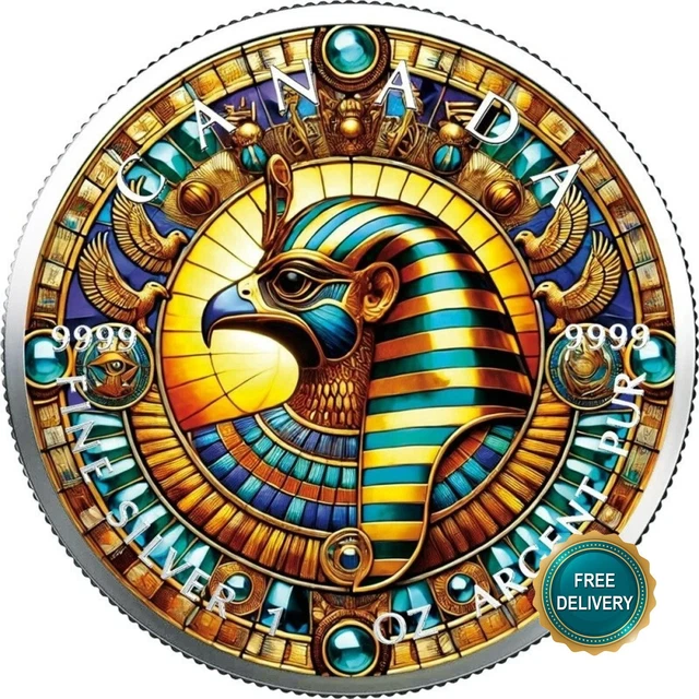 2025 1OZ SILVER Canada Ancient Egypt Horus Colorized Color Certif. ONLY ...