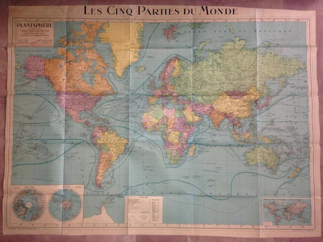 PLANISPHERE ANTIQUE WALL MAP by TARIDE 1969 XXe CENTURY £105.47 ...