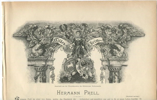 ANTIQUE DRAGON CREST Heraldry Coat Of Arms German Hildesheim Town Hall ...