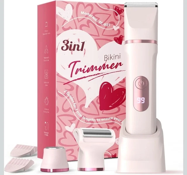 BIKINI TRIMMER WOMEN, 3-in-1 Lady Shavers for Woman with LED Display ...