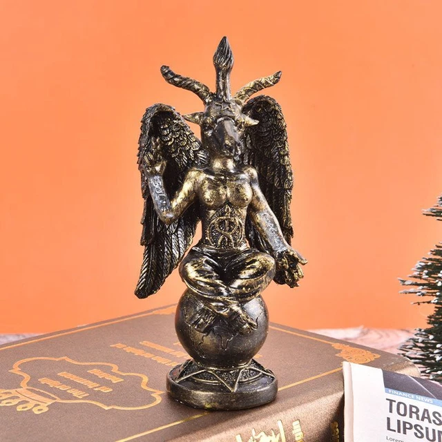 SATAN GOAT BAPHOMET Statue Hanging Knocker Plate Wall Decor Ornaments ...