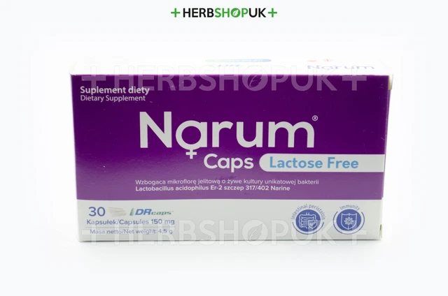 NARUM NARINE LACTOSE Free 150mg, 30caps Lactobacillus Acidophilus FAST ...