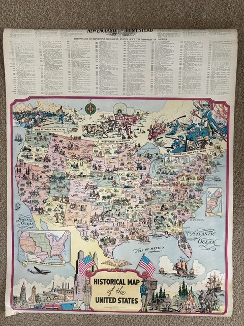PICTORIAL WALL MAP of United & States & World Double Sided by R.L ...