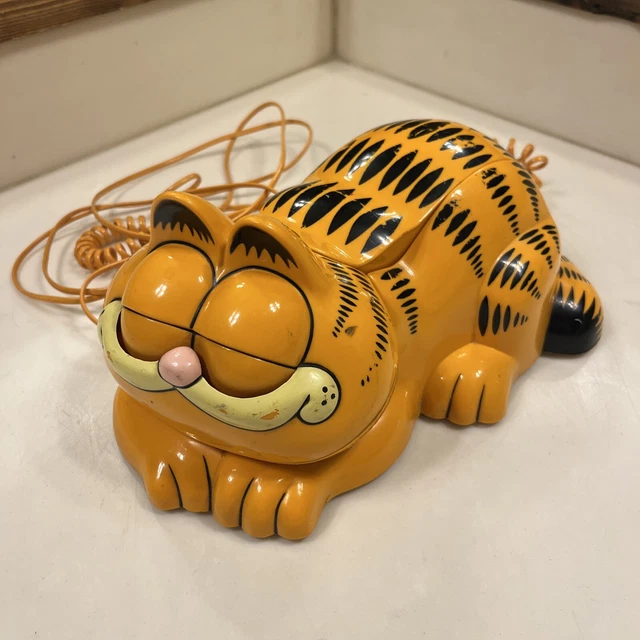 GARFIELD CAT 1981 TYCO Landline Telephone Eyes Open & Close UNTESTED £ ...