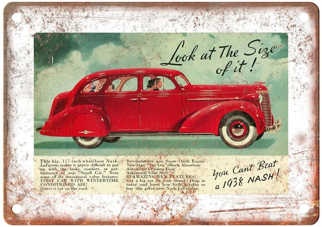 VINTAGE 1938 NASH Automobile Ad Retro Look Reproduction Metal Sign ...