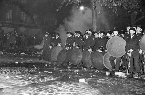 POLICE AT THE Latin Quarter in Paris France on May 23 1968 Old Photo 2 ...